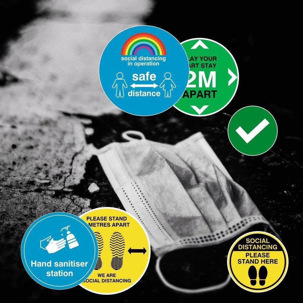 Social Distancing Floor Stickers – UK Anti‑Slip Vinyl Signs