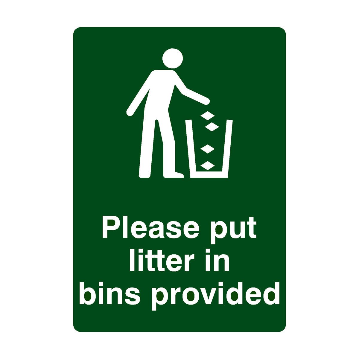 Put Litter In Bins Provided Sign Portrait
