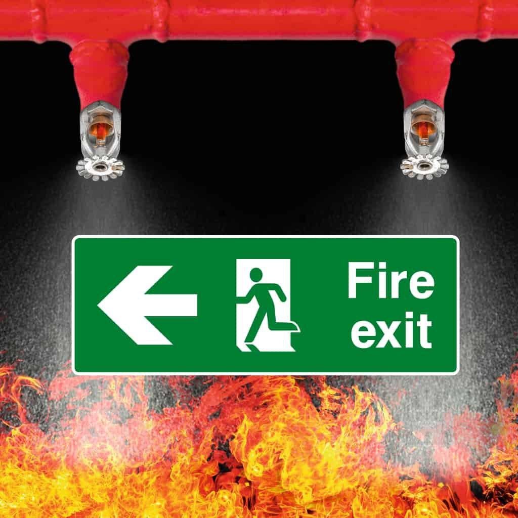 Fire Exit With Flame Symbol Signs Emergency Escape Fire Safety Signs