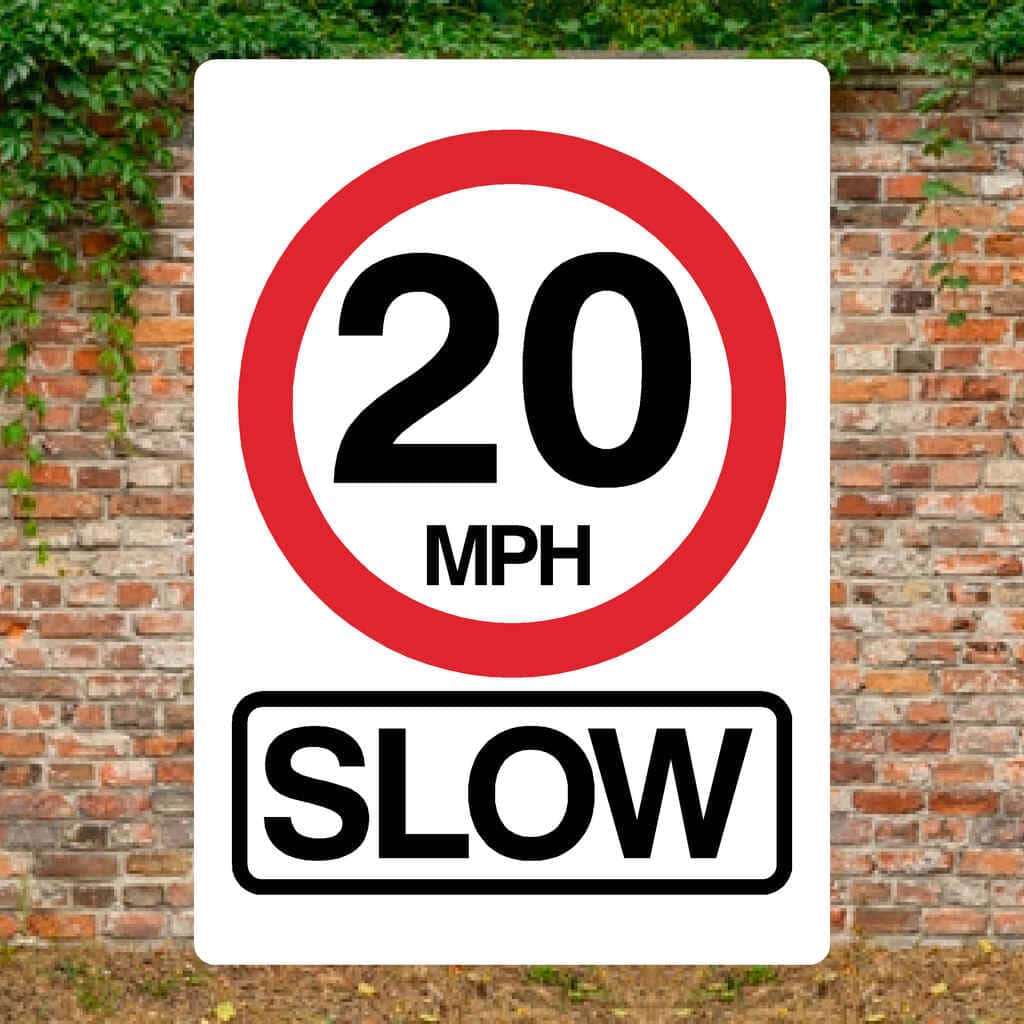20 MPH Slow Speed Sign – Durable UK Safety Sign