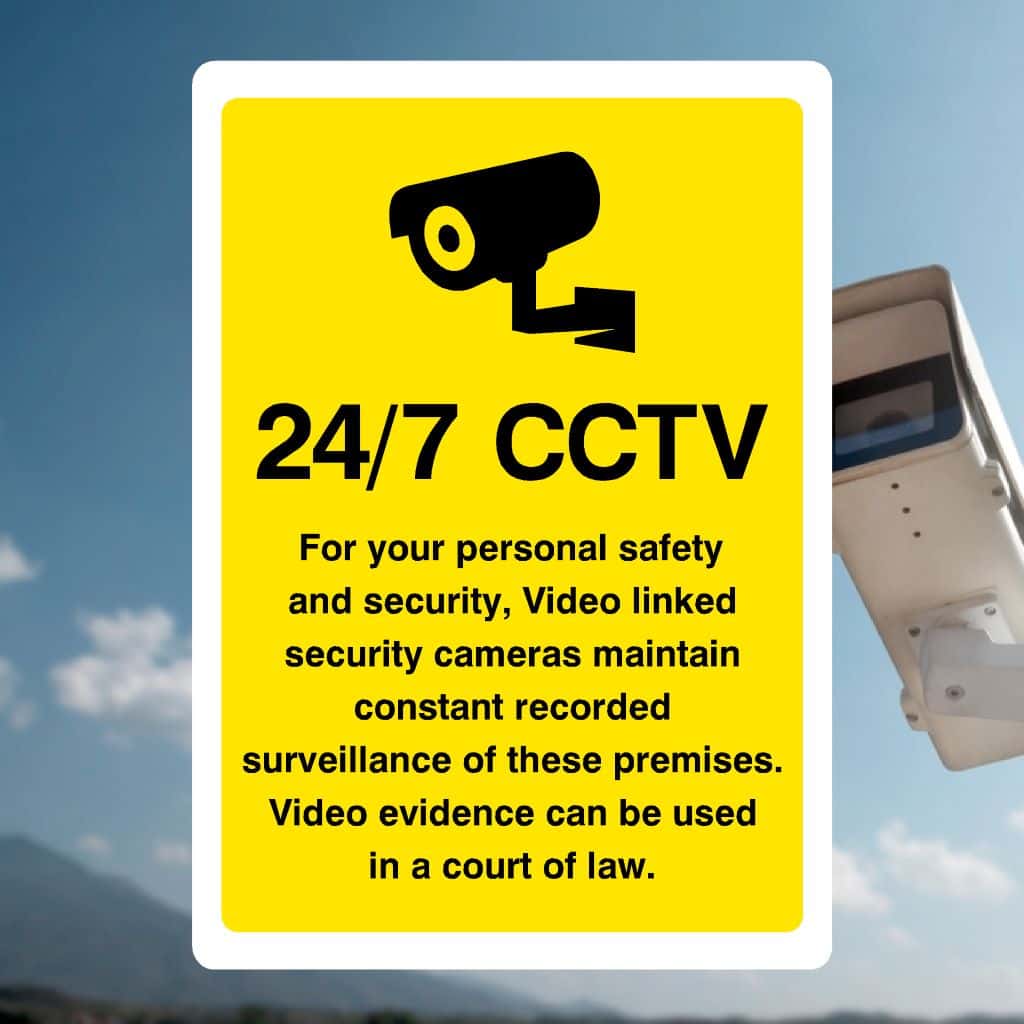 24/7 CCTV Security Sign – Durable Surveillance Warning