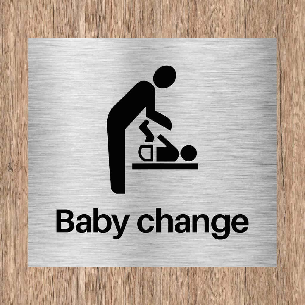 Baby Change Sign Brushed Silver