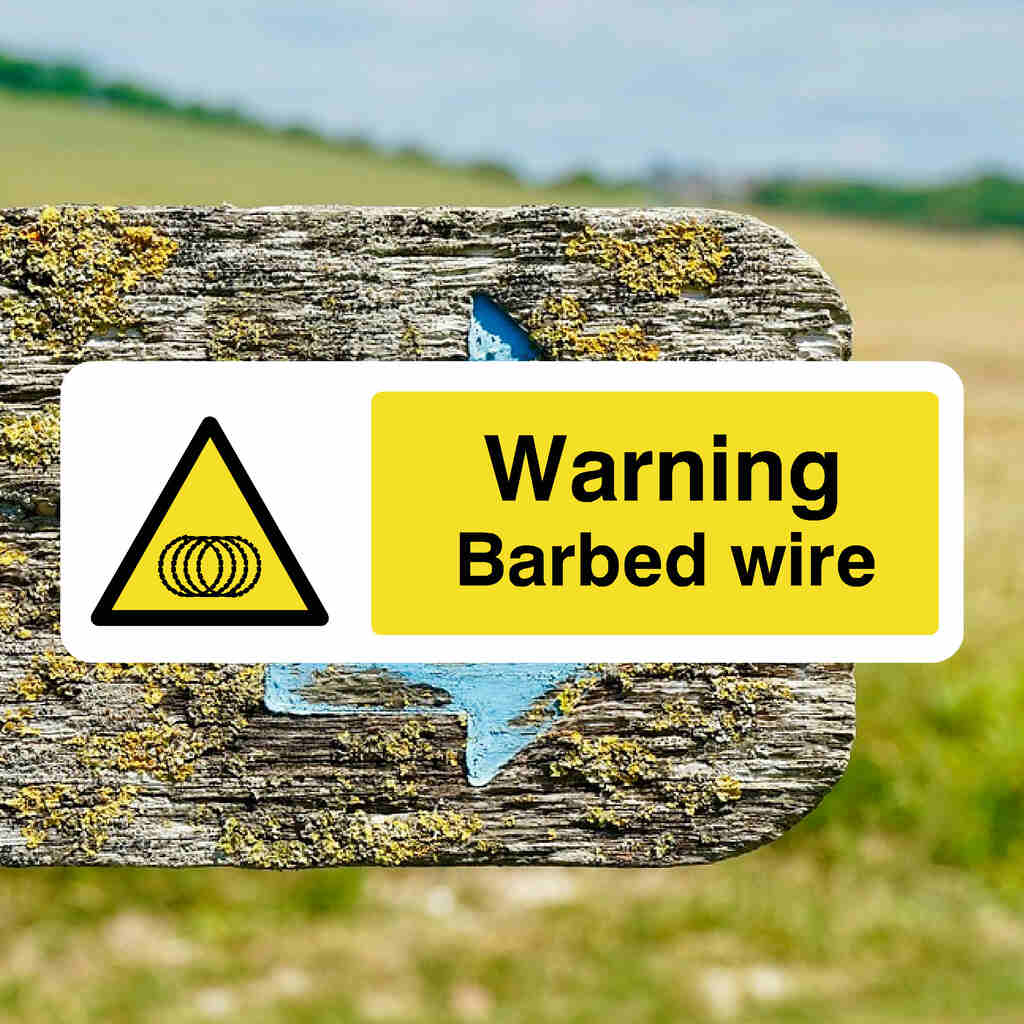 Barbed Wire Warning Sign – Durable Security Sign