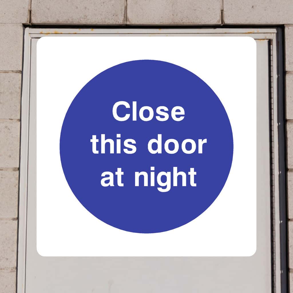 Close Doors at Night Sign – UK Fire Door Safety Signage