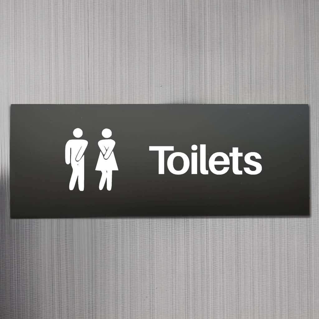 Comic Unisex Toilet Sign – Black Perspex Door Sign