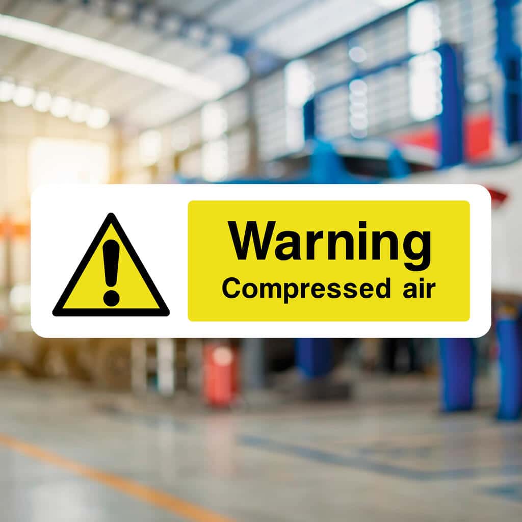 Compressed Air Hazard Sign – UK Garage Safety Sign