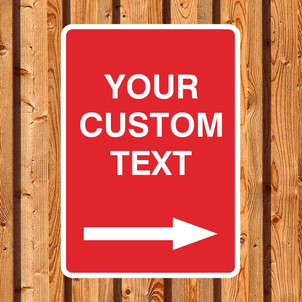 Custom Red Parking Sign Right Arrow | Personalised Signs