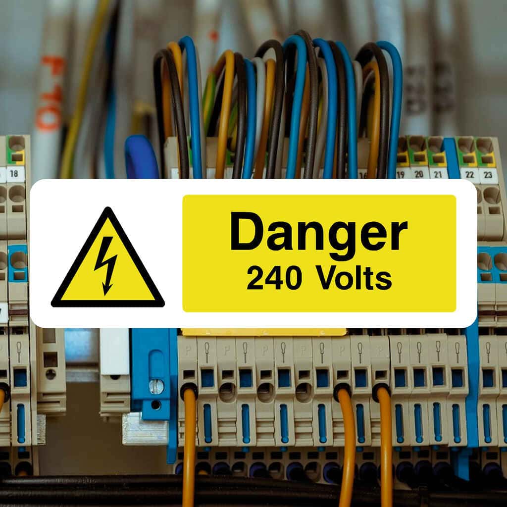 Danger 240V Warning Sign – HSE Compliant Electrical Hazard