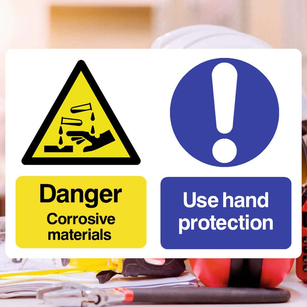 Danger Corrosive Sign – Hand PPE Warning