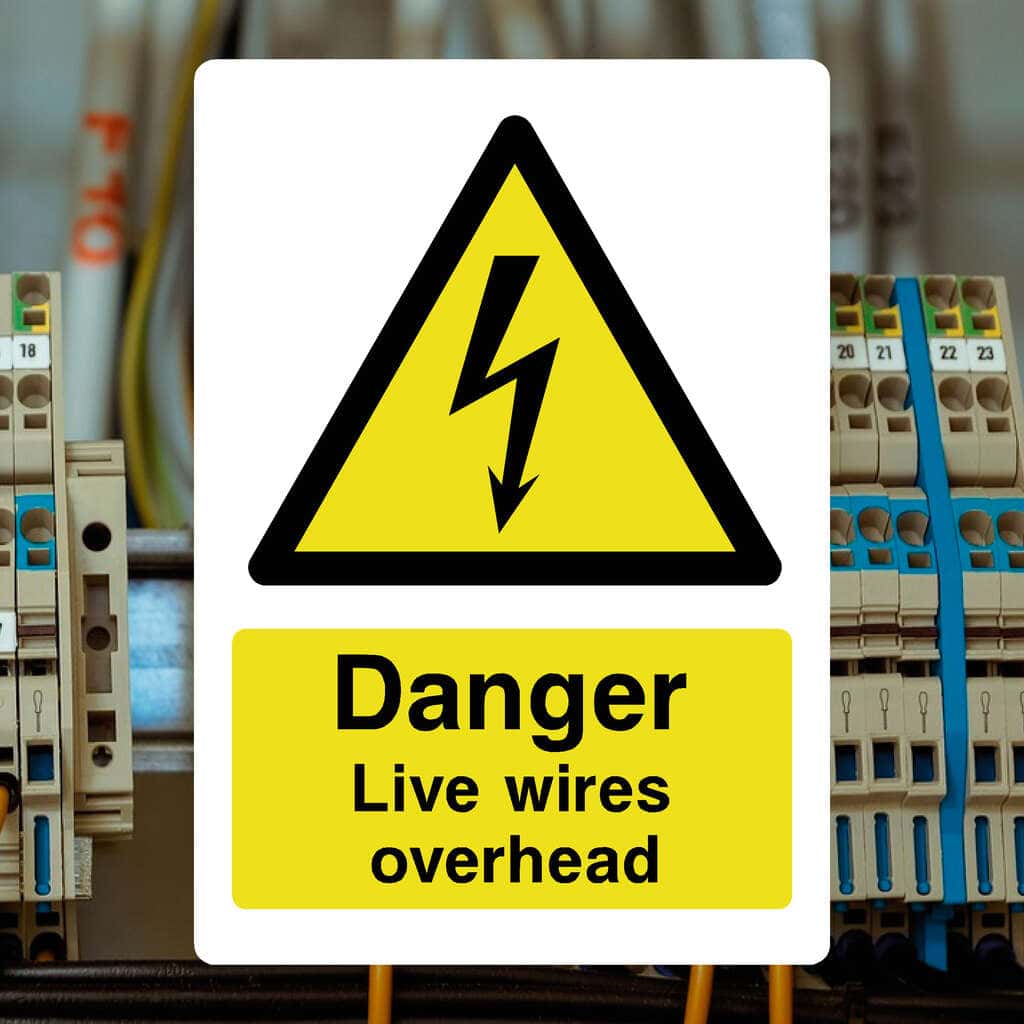 Danger Live Wires Overhead Electrical Sign