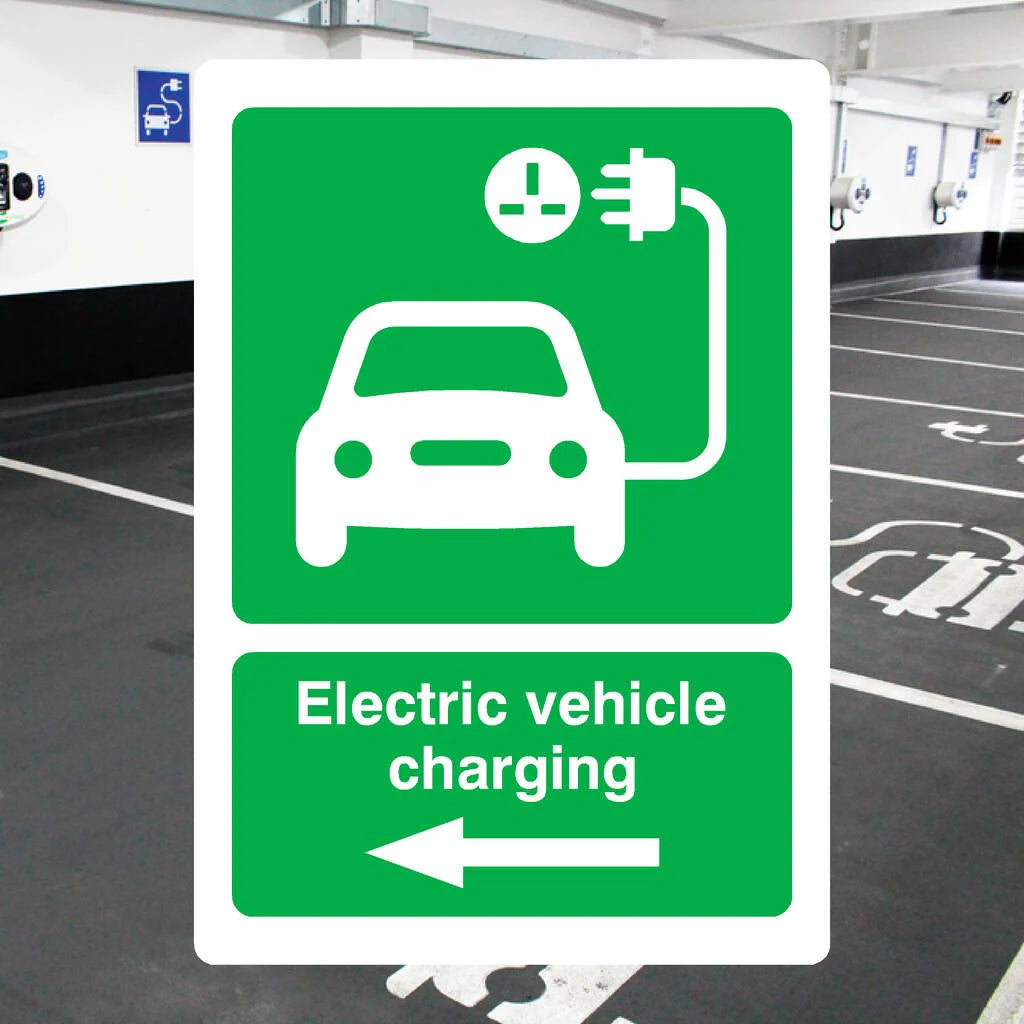 EV Charging Left Sign – Durable Parking Safety Sign – The Sign Shed