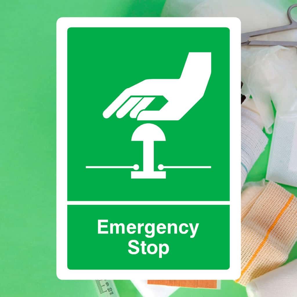 Green Emergency Stop Safety Sign