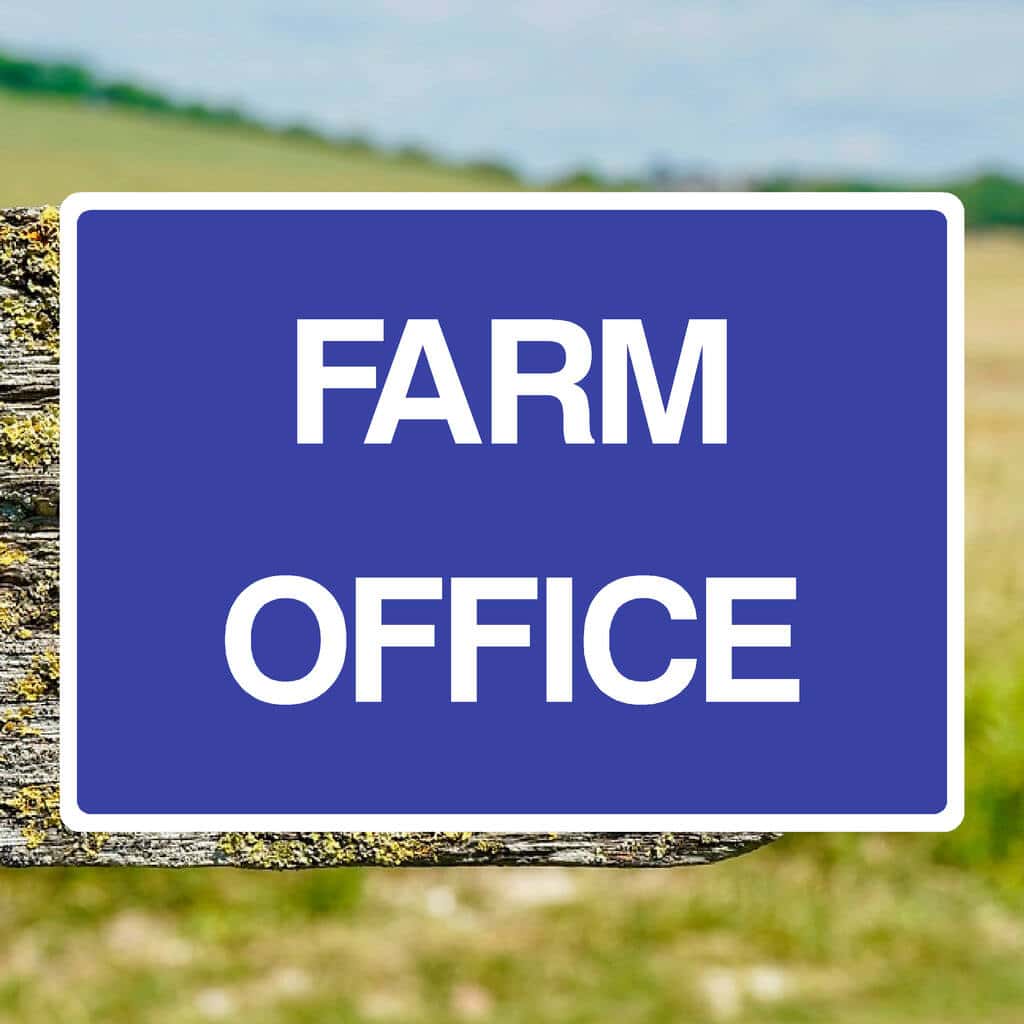 Farm Office Sign Blue Background