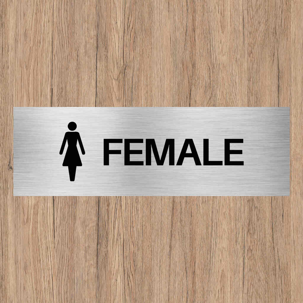 Female Toilet Silver Sign | Washroom Door Sign