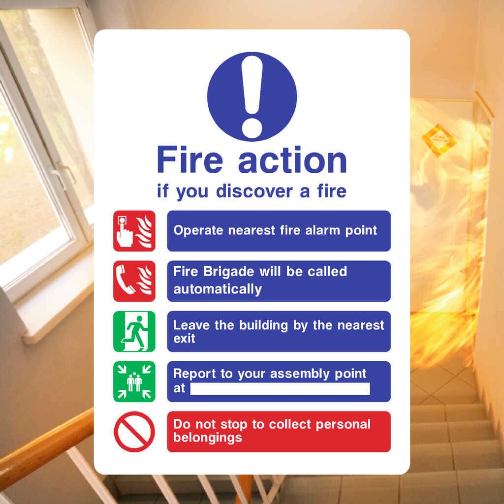 Fire Action 5‑Point Sign – HSE‑Compliant Safety Sign