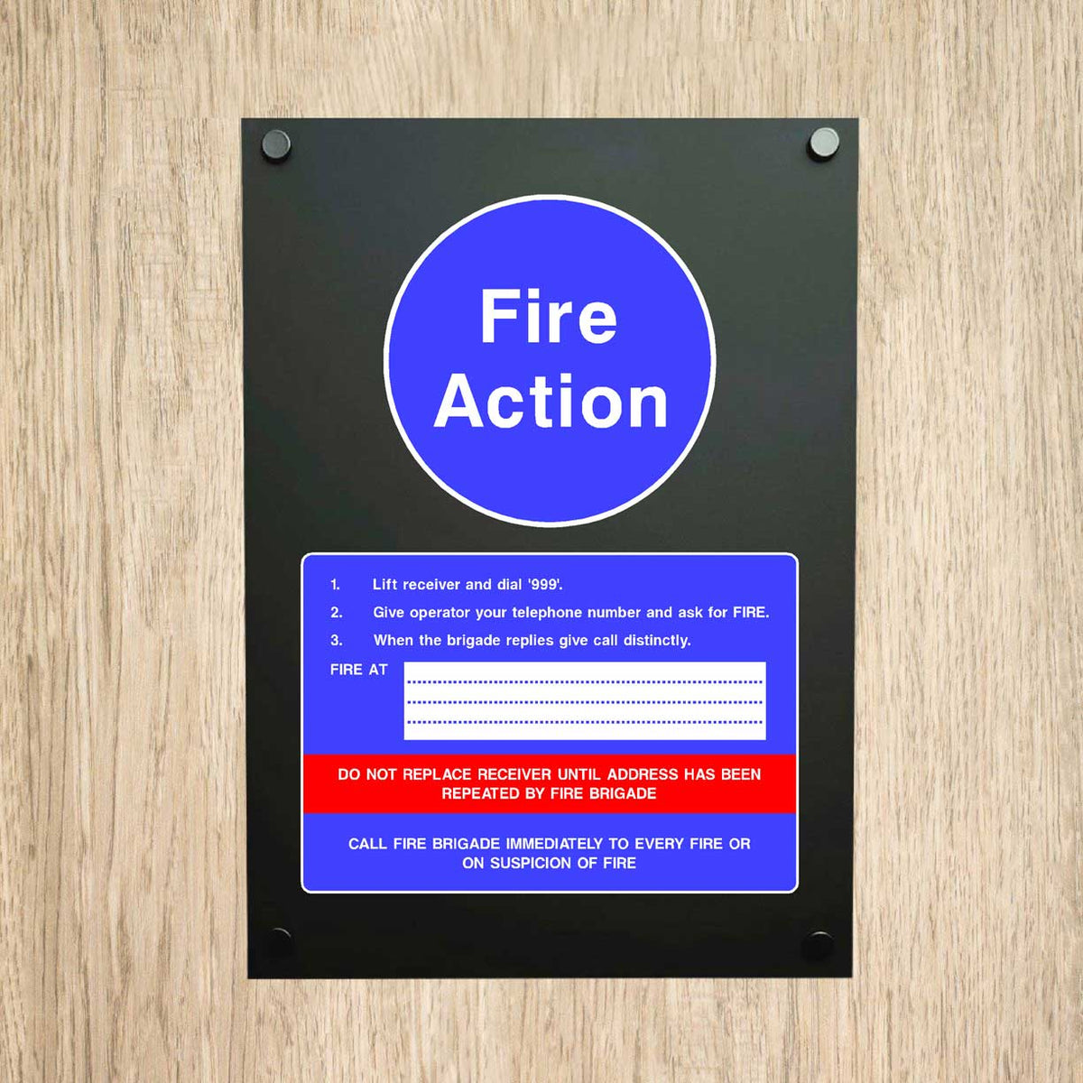 Fire Action Location Sign - Matt Black