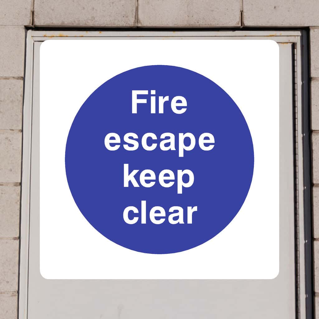 Fire Escape Keep Clear Sign – HSE Compliant Safety Sign
