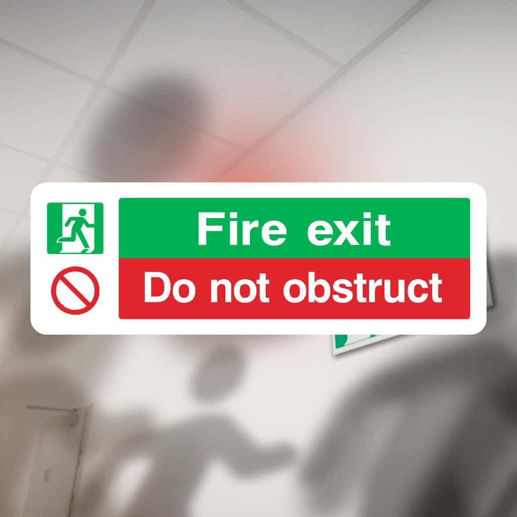 Do Not Obstruct Exit Sign – HSE‑Compliant Safety Notice
