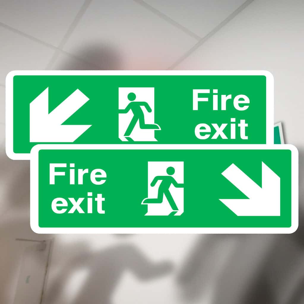 Fire Exit Double-Sided Safety Sign – BS EN ISO 7010