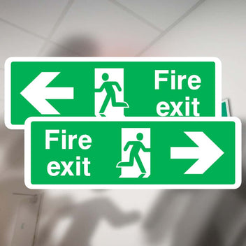Fire Exit Left Arrow Signs – BS EN ISO 7010 Compliance – The Sign Shed