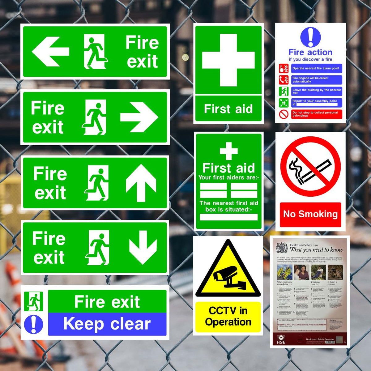 Fire Safety Sign 15 Pack + Poster - Pack K