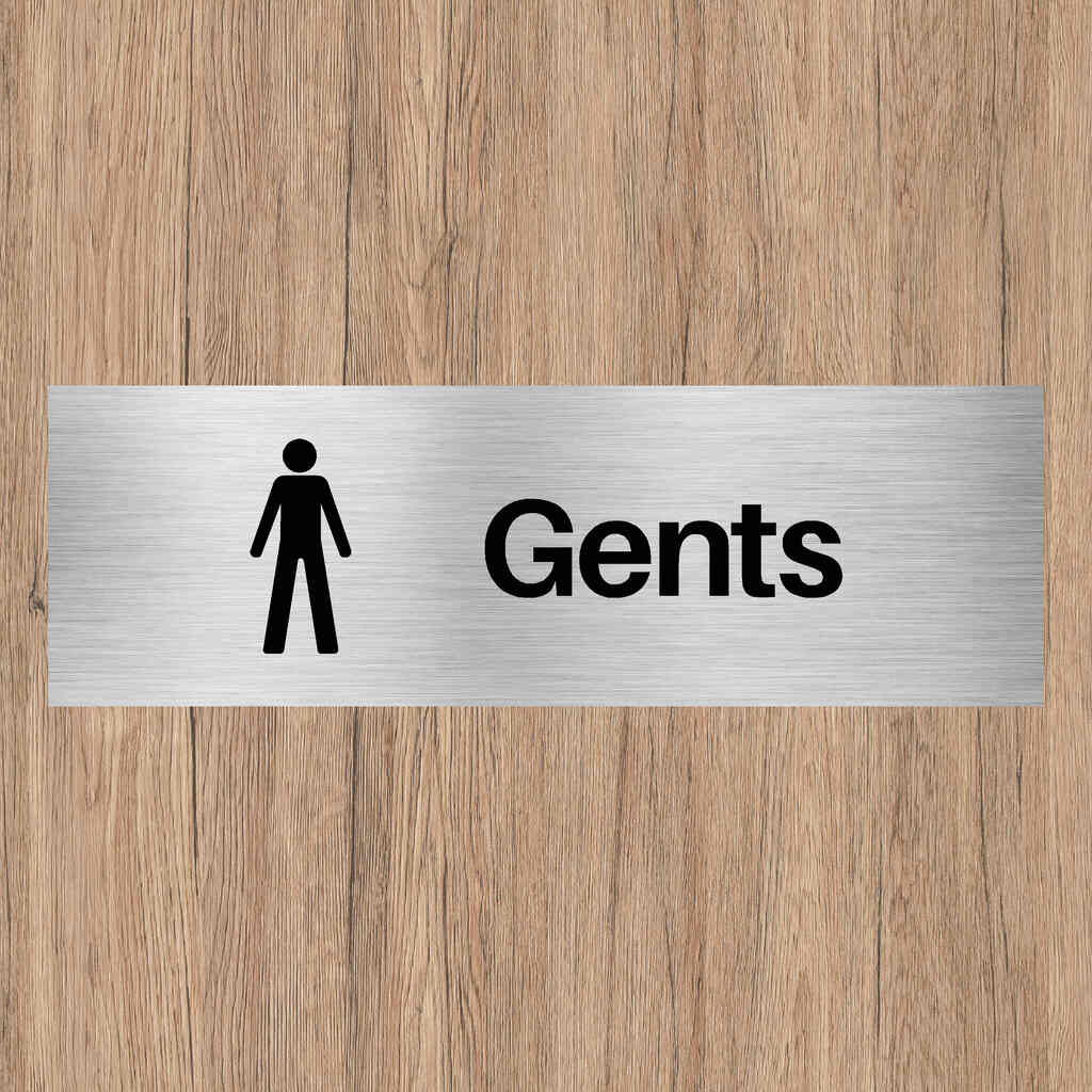 Gents Toilet Sign Brushed Silver Landscape