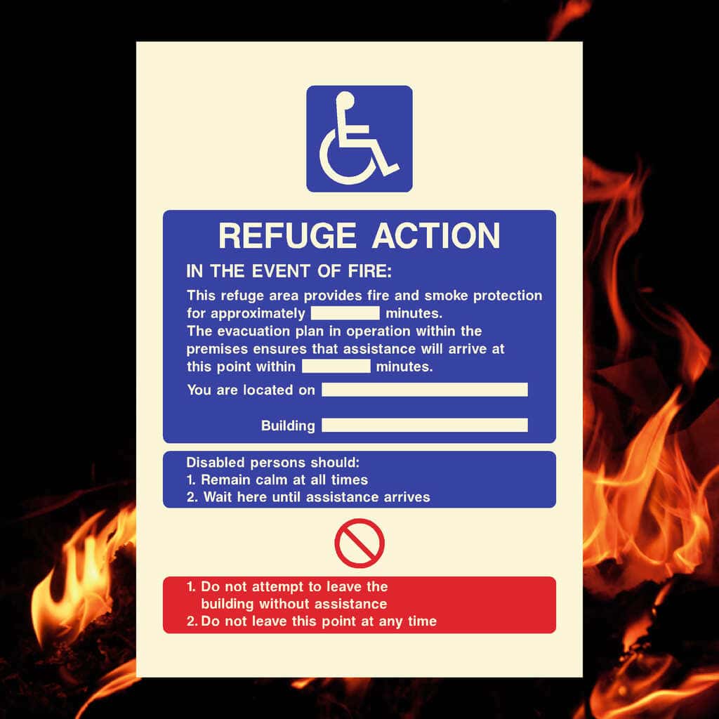 Disabled Refuge Action Sign | Glow In The Dark Safety Sign