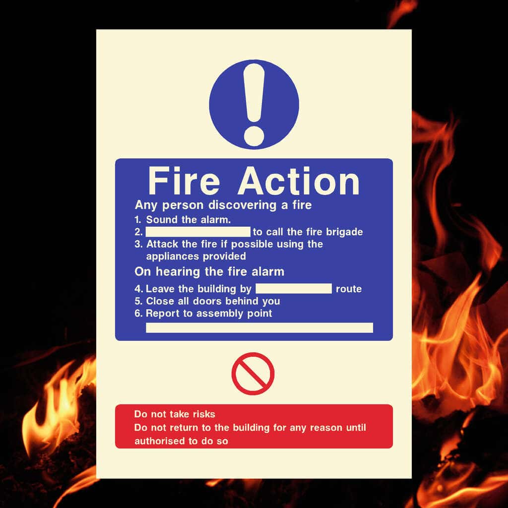 Glow Fire Action Sign | Fire Safety