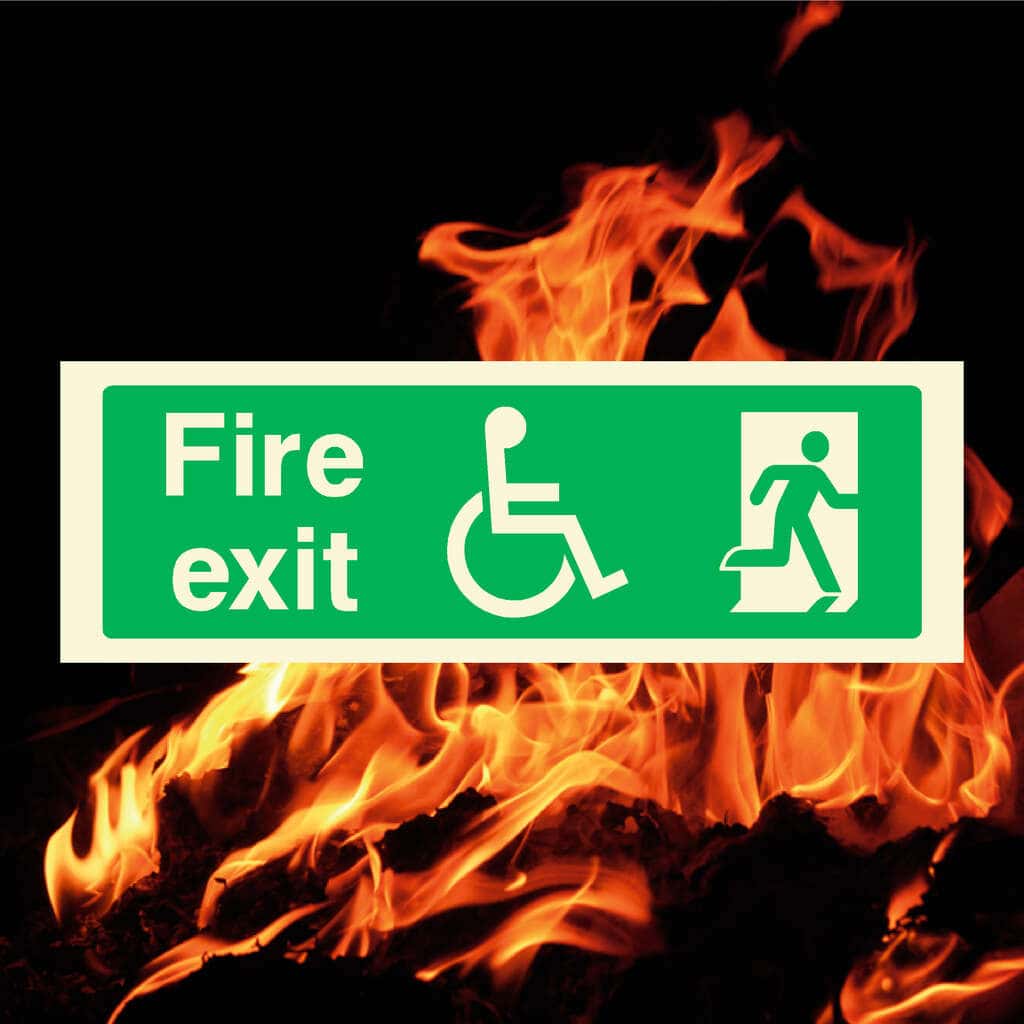 Disabled Fire Exit Glow Sign - Accessible Safety