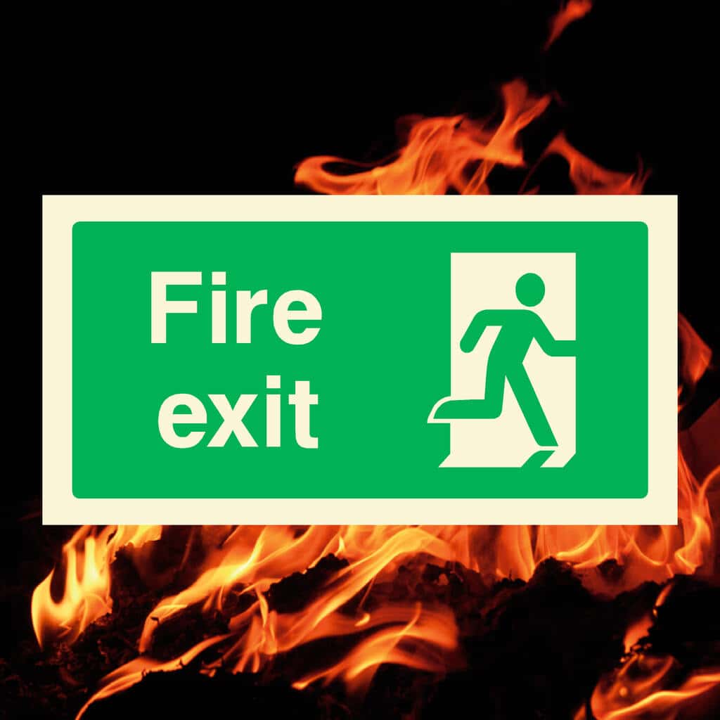 Glow Fire Exit Right Sign | Photoluminescent Safety