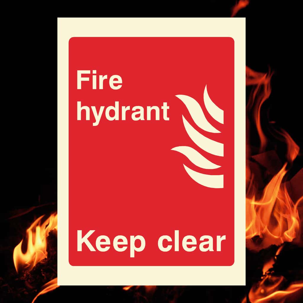 Glow Fire Hydrant Keep Clear Sign