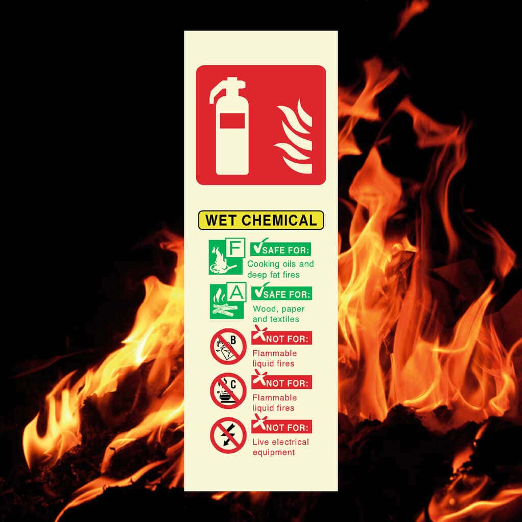 Glow Wet Chemical Fire Sign