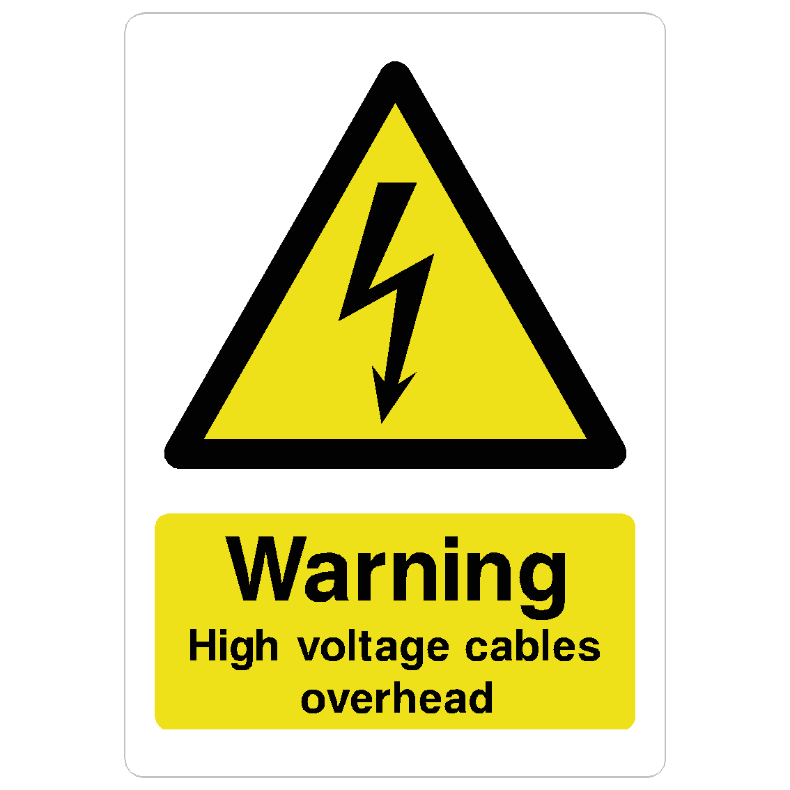 High Voltage Cables Overhead Sign