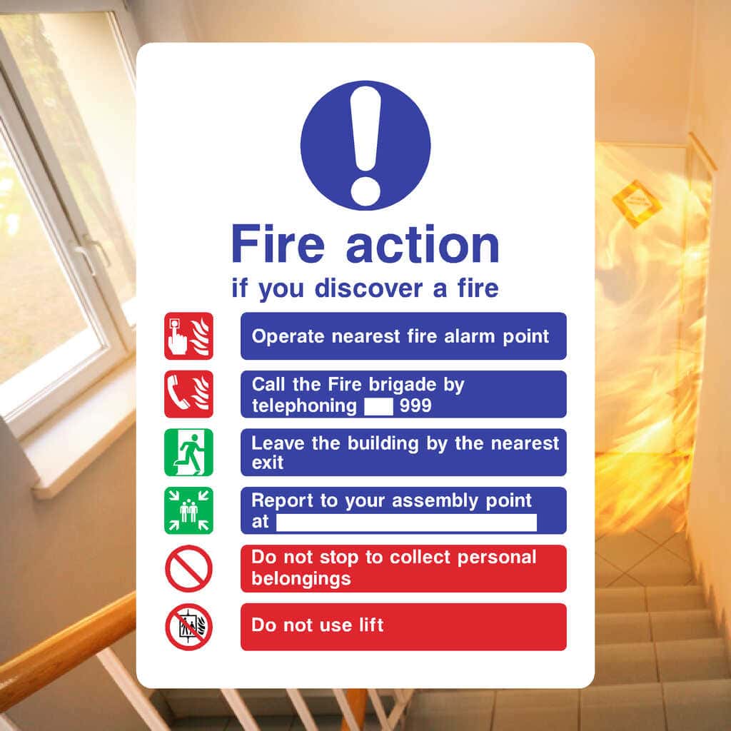 Fire Action 6‑Point Sign | HSE‑Compliant Safety Sign