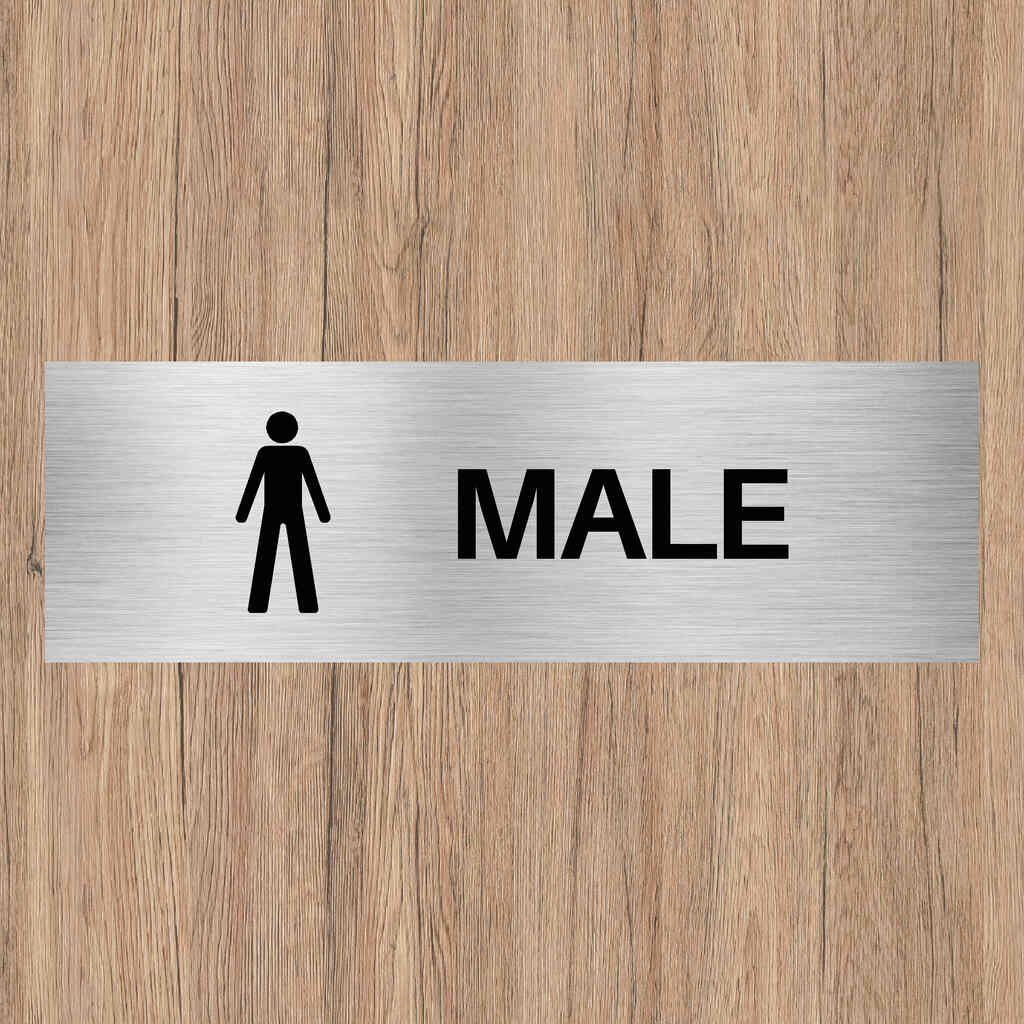 Male Toilet Sign Brushed Silver – Safety & Style
