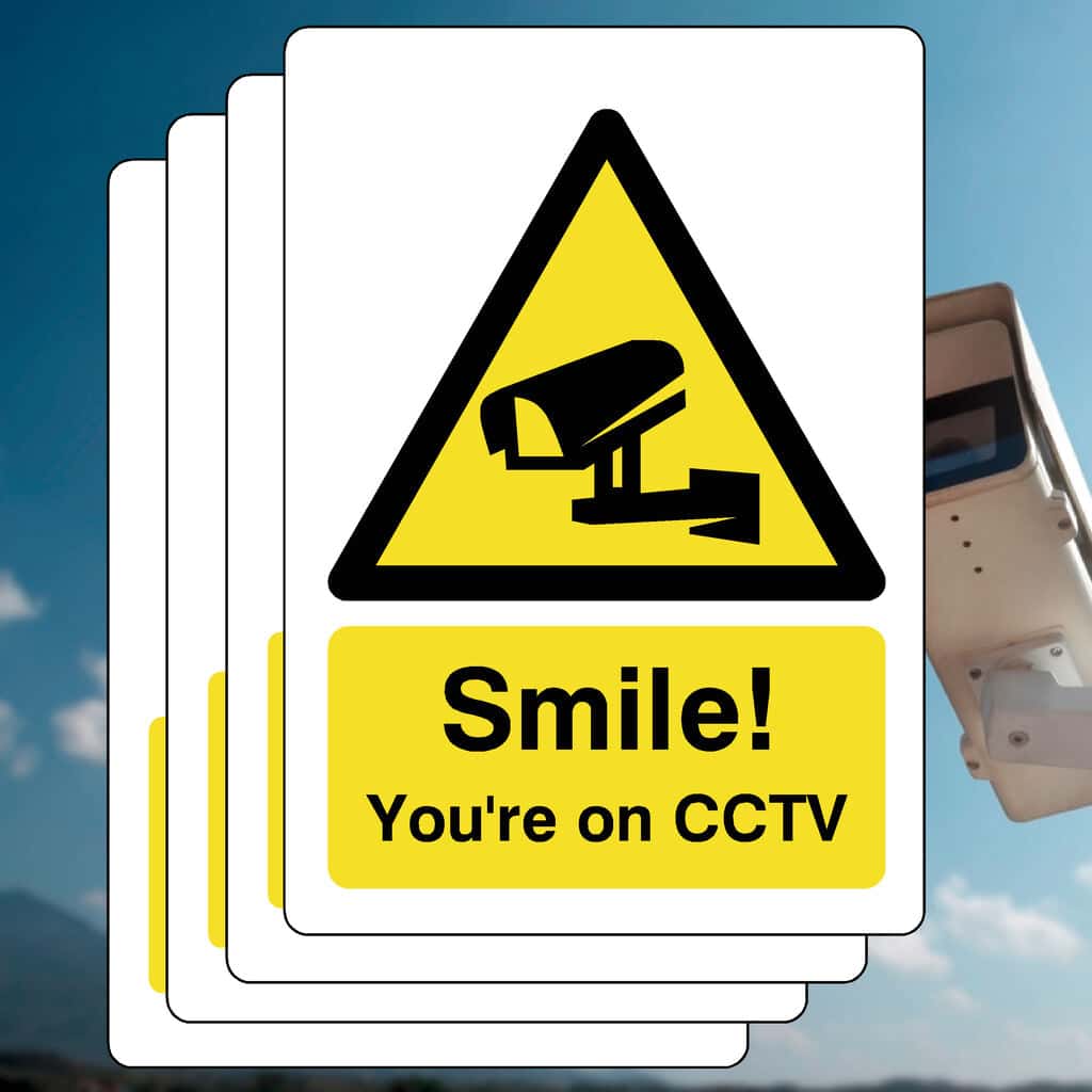 Smile You’re On CCTV Sign – 5 Pack