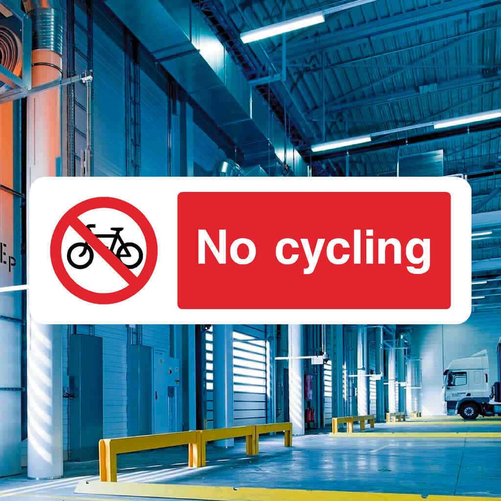 No Cycling Landscape Sign – Prohibition, EN ISO 7010