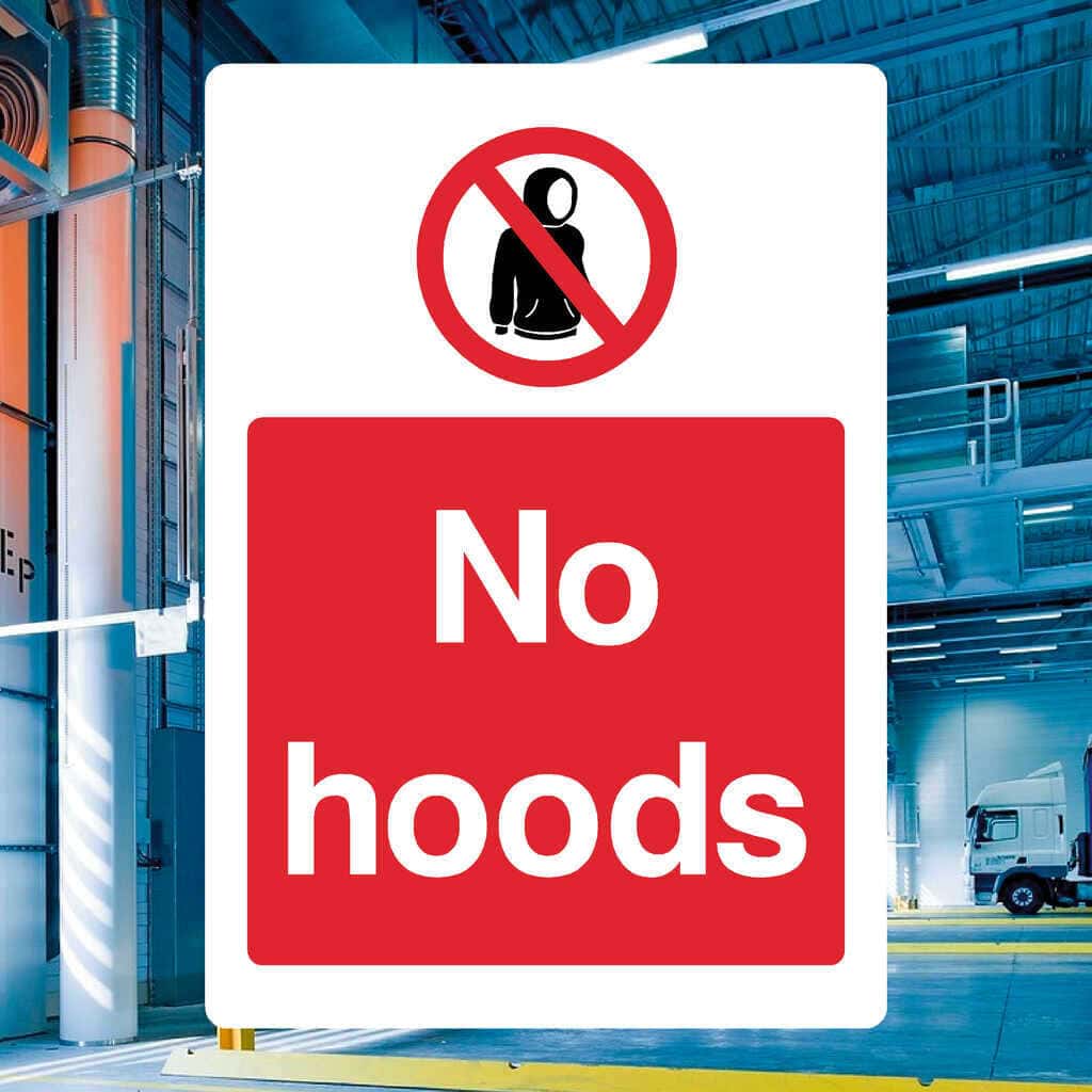 No Hoods Prohibition Sign – EN ISO 7010 Safety Sign