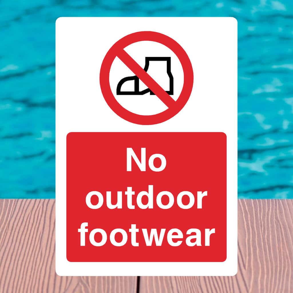 No Outdoor-Footwear Sign for Pool Hygiene & Safety