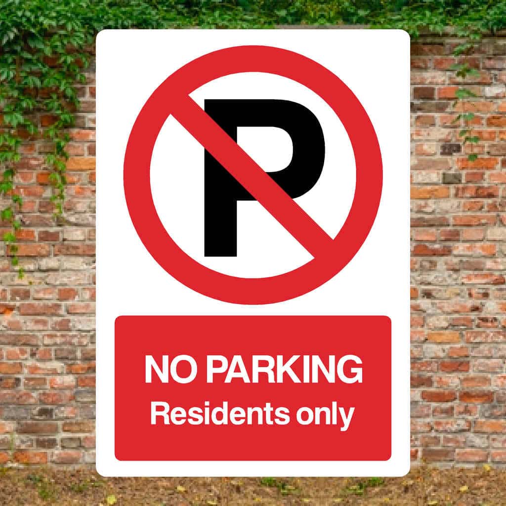 No Parking Residents Only Sign – Durable Portrait Sign