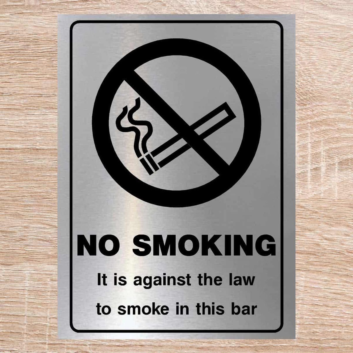 No Smoking Law Bar Sign – Brushed Silver, UK Legal