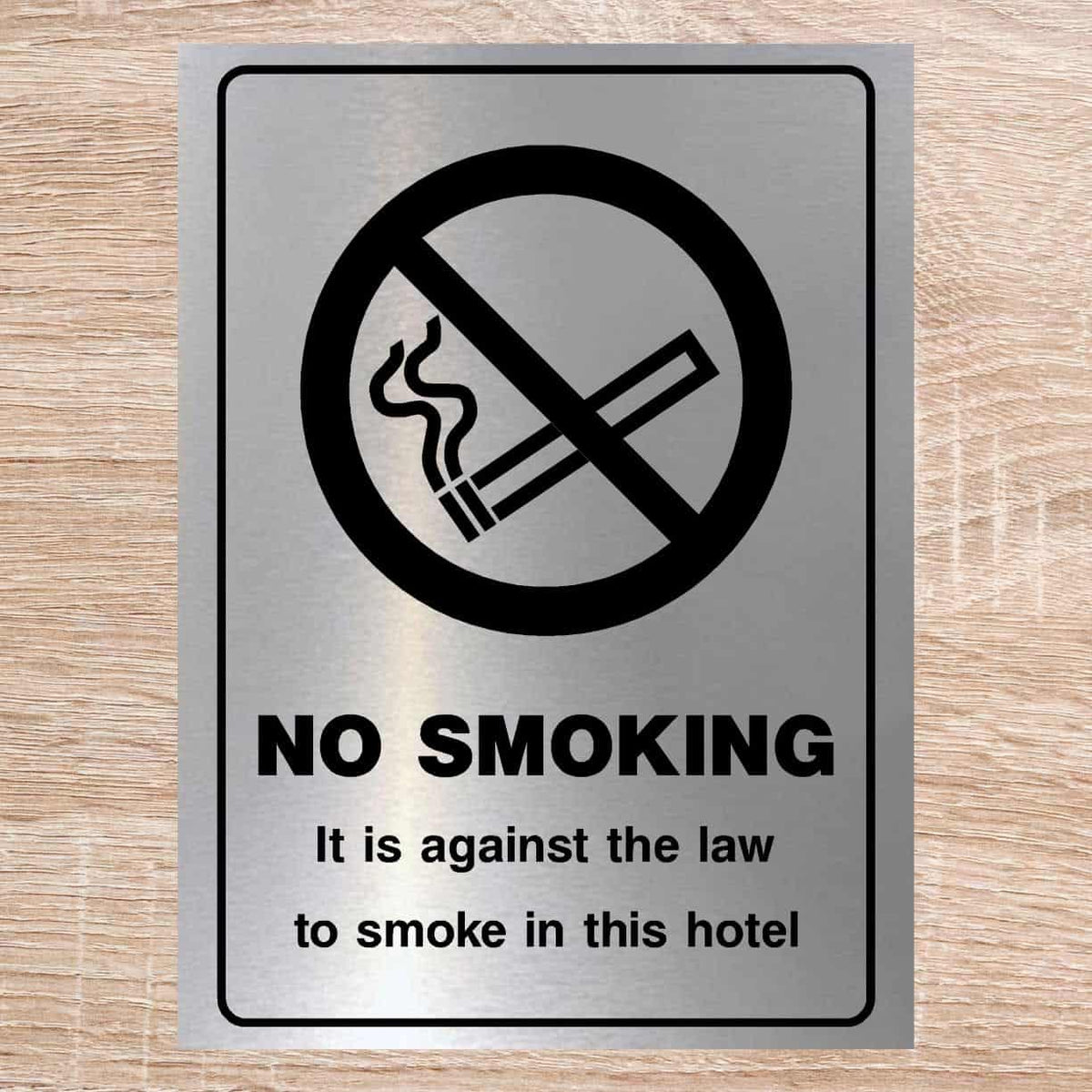 Hotel No Smoking Sign – Brushed Silver Safety Sign