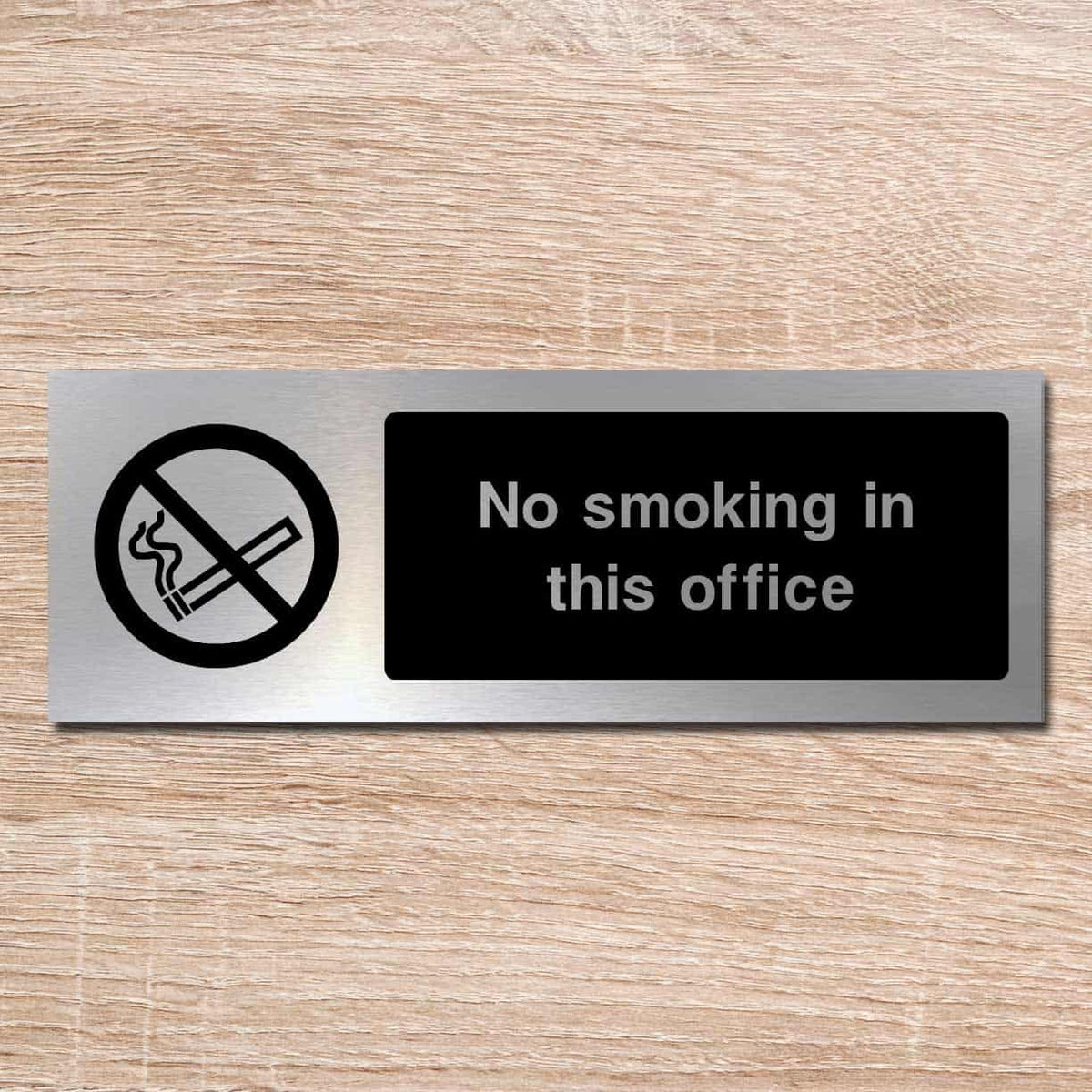Office No Smoking Sign – Brushed Silver Safety Sign