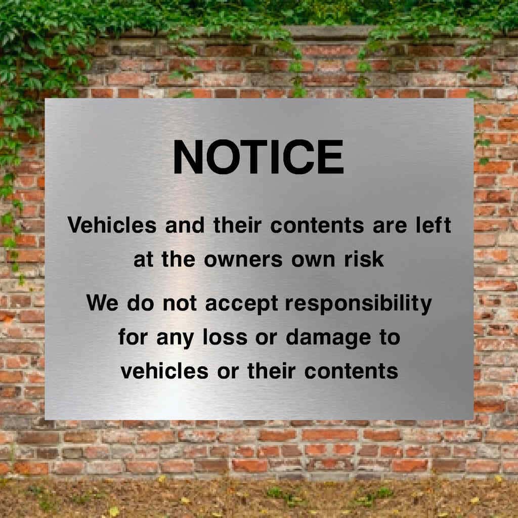Parking Disclaimer Sign in Brushed Silver