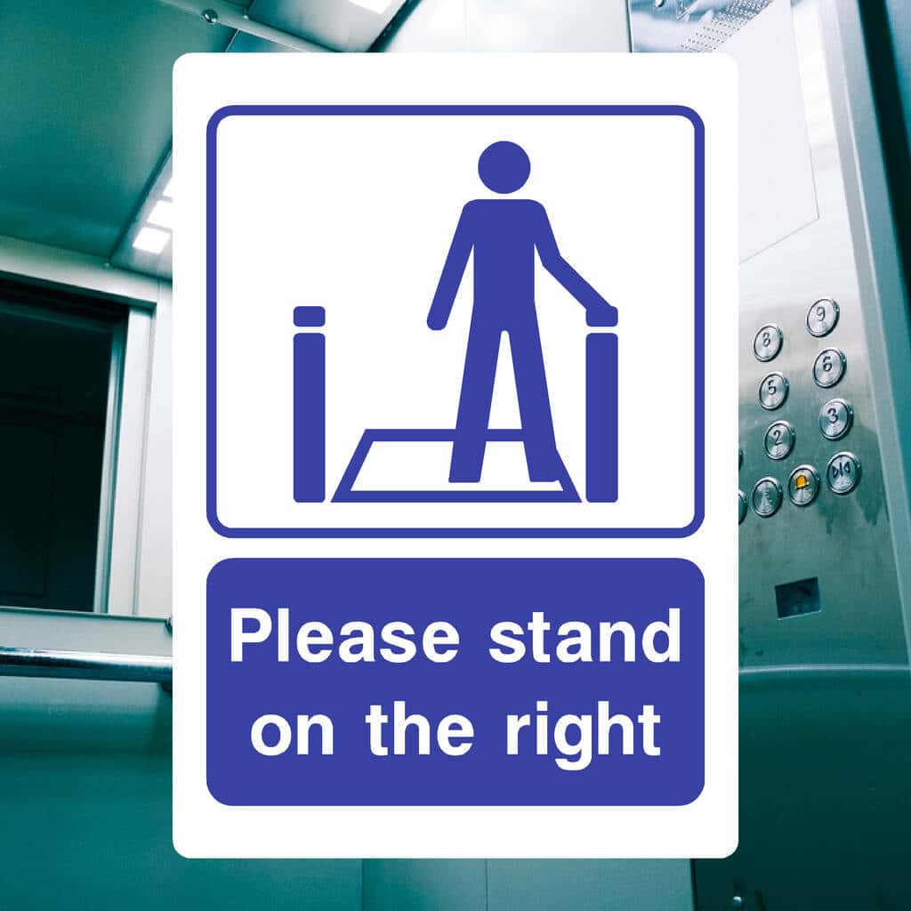 Stand on Right Escalator Sign – ISO 7010 Mandatory