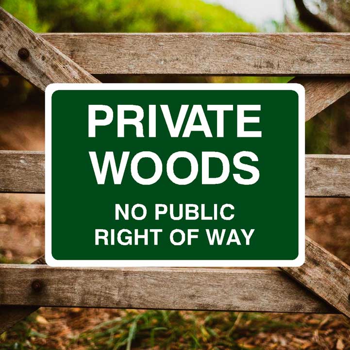 Private Woods No Access Sign – Green