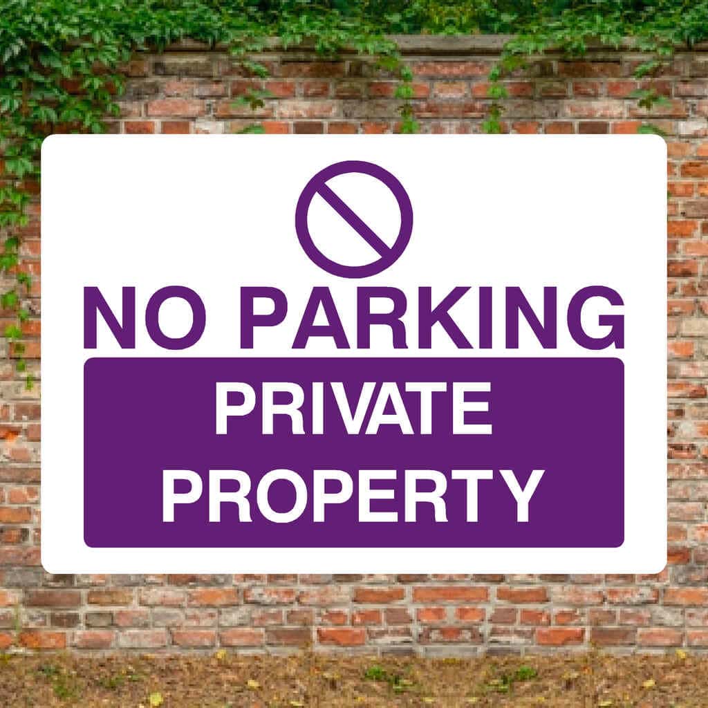 Purple No Parking Private Property Sign – UK Safety Sign
