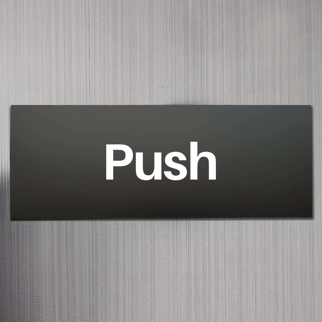 Push Sign Midnight Black | Toilet Door Sign