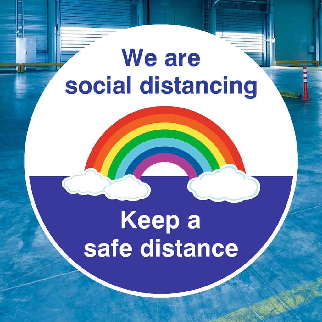 Rainbow Keep A Safe Distance Floor Sticker