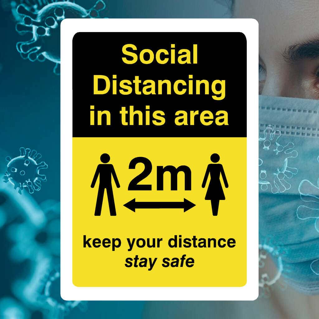 Social Distancing In Area Keep Your Distance 2 Metre Sign Portrait